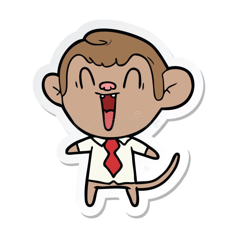 Sticker of a Cartoon Laughing Monkey Stock Vector - Illustration of ...