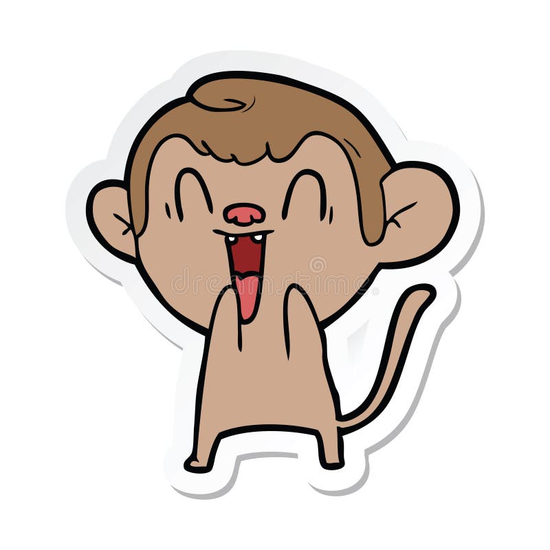 Sticker of a Cartoon Laughing Monkey Stock Vector - Illustration of ...
