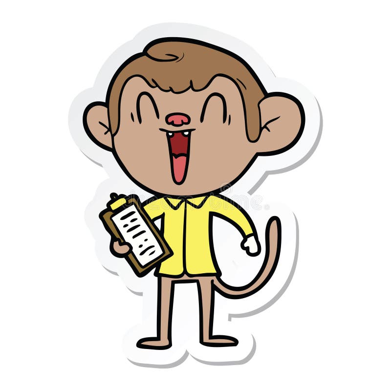 Sticker of a Cartoon Laughing Monkey Stock Vector - Illustration of ...