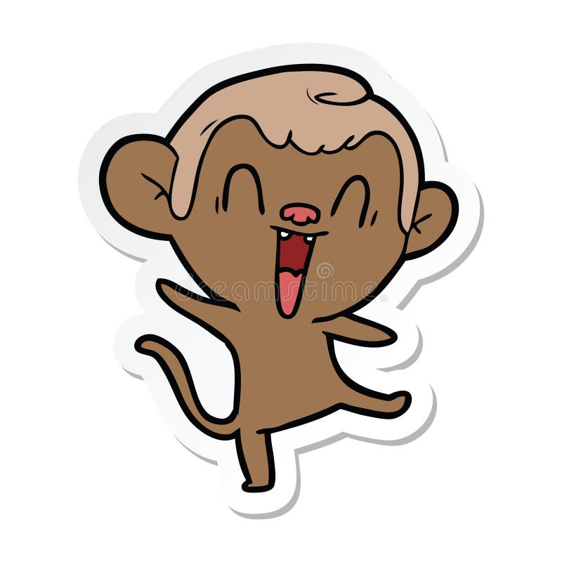 Sticker of a Cartoon Laughing Monkey Stock Vector - Illustration of ...