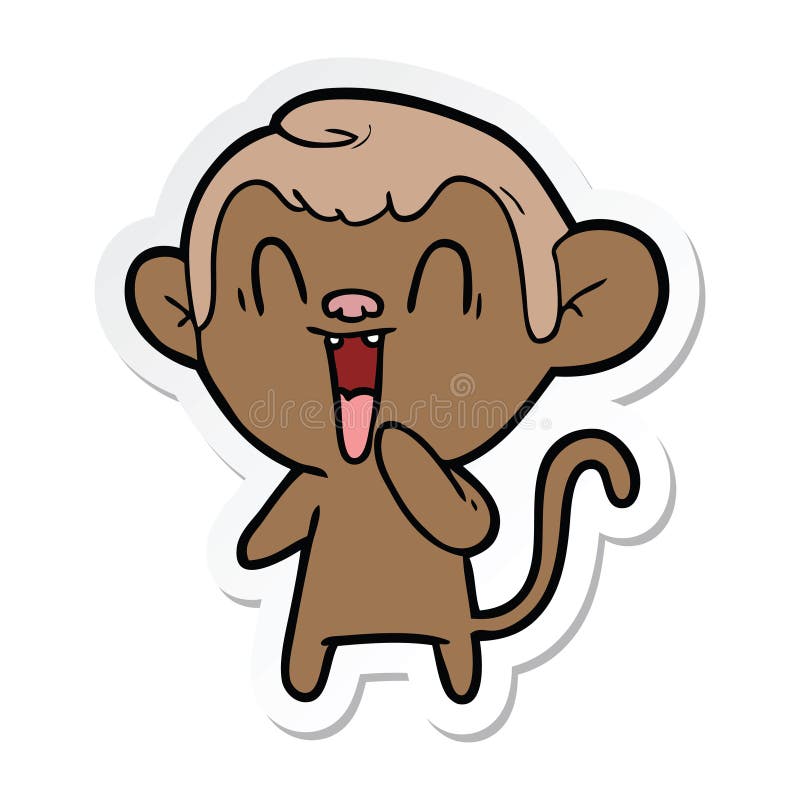 Sticker of a Cartoon Laughing Monkey Stock Vector - Illustration of ...