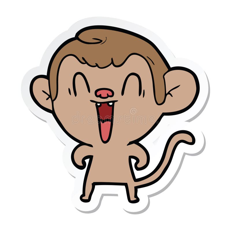 Sticker of a Cartoon Laughing Monkey Stock Vector - Illustration of ...