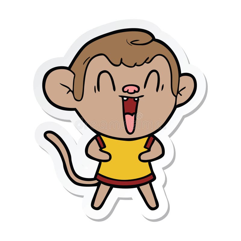 Sticker of a Cartoon Laughing Monkey Stock Vector - Illustration of ...