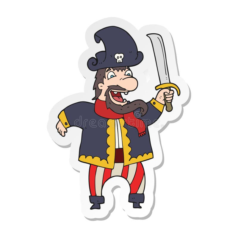 Sticker of a Cartoon Laughing Pirate Captain Stock Vector ...