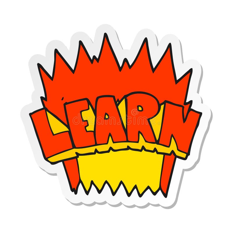 Sticker of a Cartoon Learn Symbol Stock Vector - Illustration of quirky ...