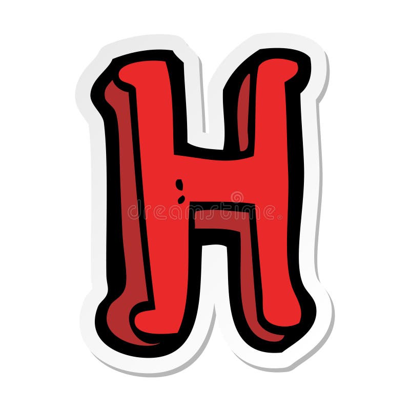 Sticker of a Cartoon Letter H Stock Vector - Illustration of hand ...