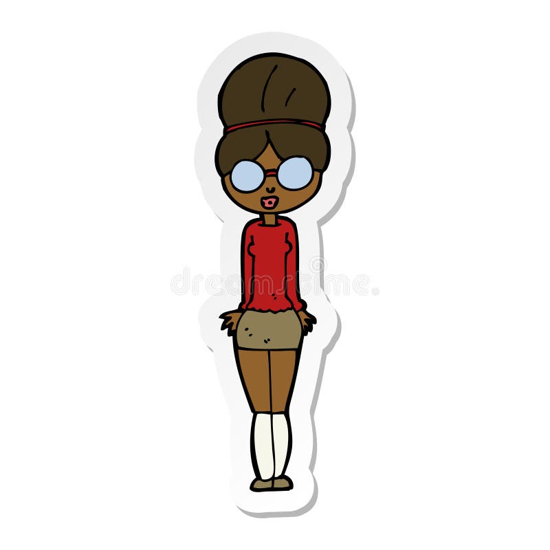 Sticker of a Cartoon Librarian Woman Stock Vector - Illustration of ...