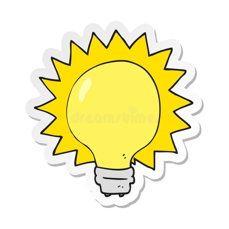 Sticker of a Cartoon Light Bulb Stock Vector - Illustration of quirky ...