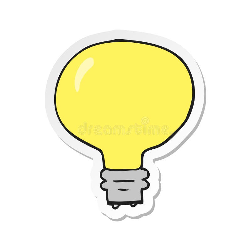 Sticker of a Cartoon Light Bulb Stock Vector - Illustration of drawn ...