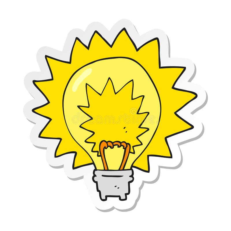 Sticker of a Cartoon Light Bulb Shining Stock Vector - Illustration of ...