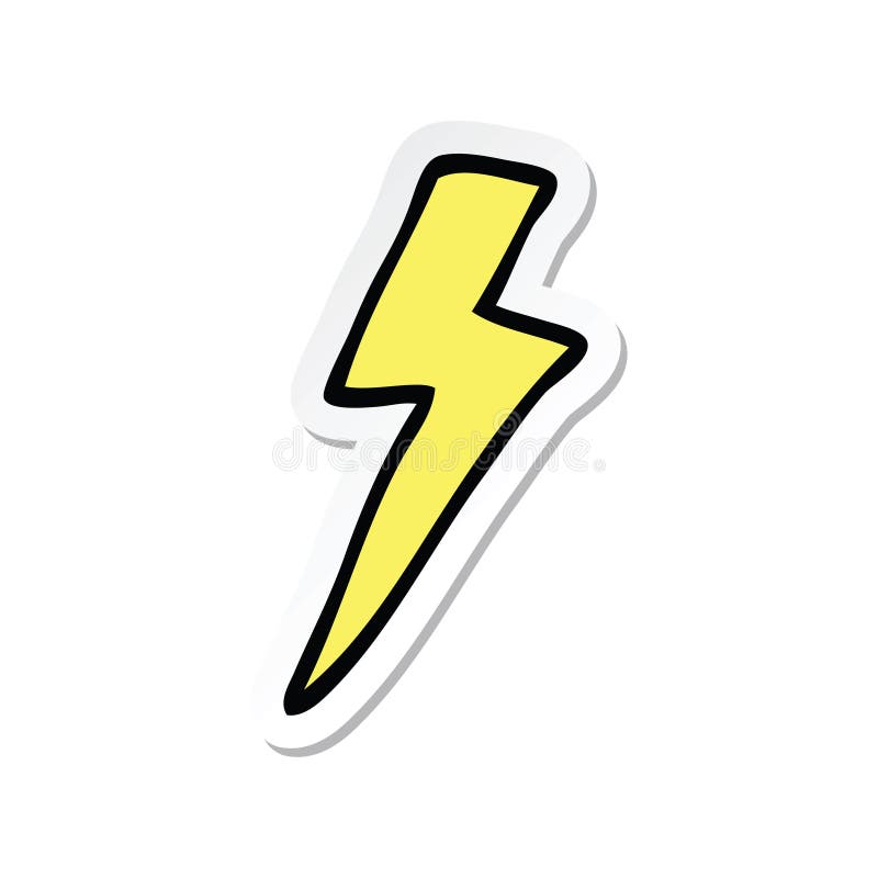 Sticker of a Cartoon Lightning Bolt Stock Vector - Illustration of cute ...