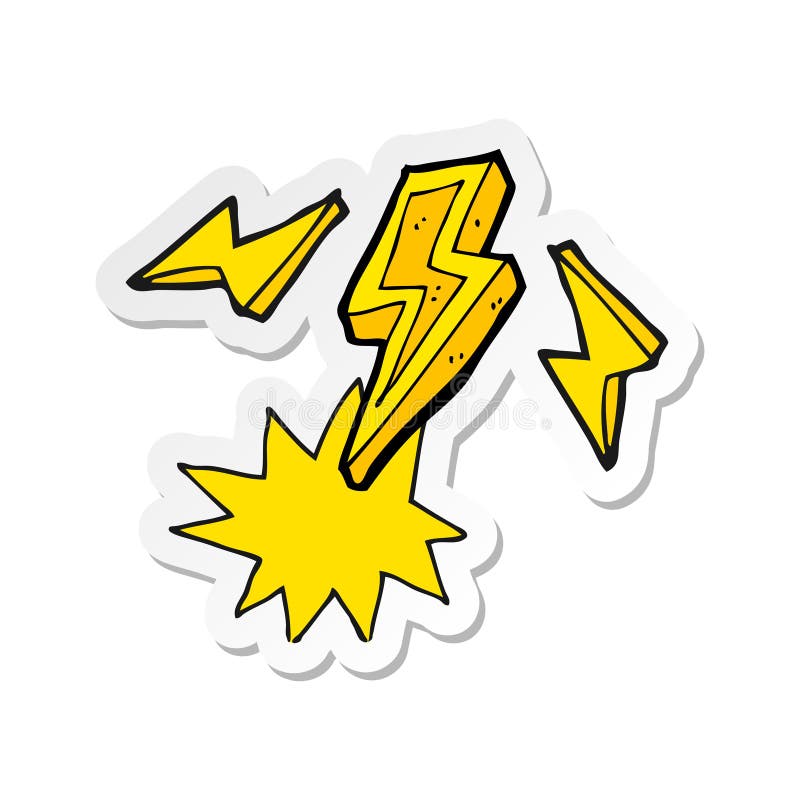 Sticker of a Cartoon Lightning Bolt Doodle Stock Vector - Illustration ...