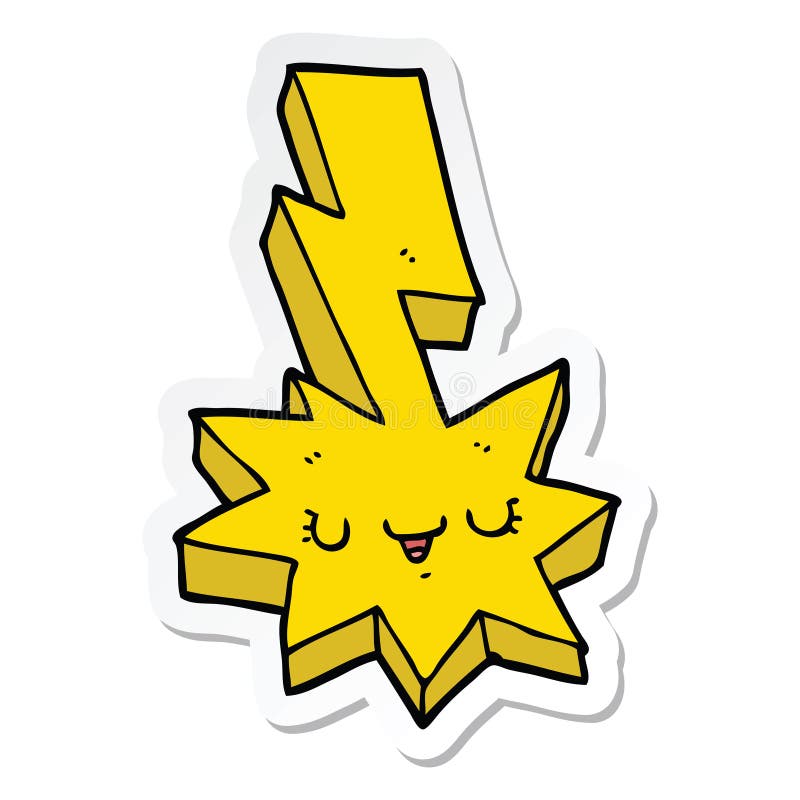 Sticker of a Cartoon Lightning Strike Stock Vector - Illustration of ...
