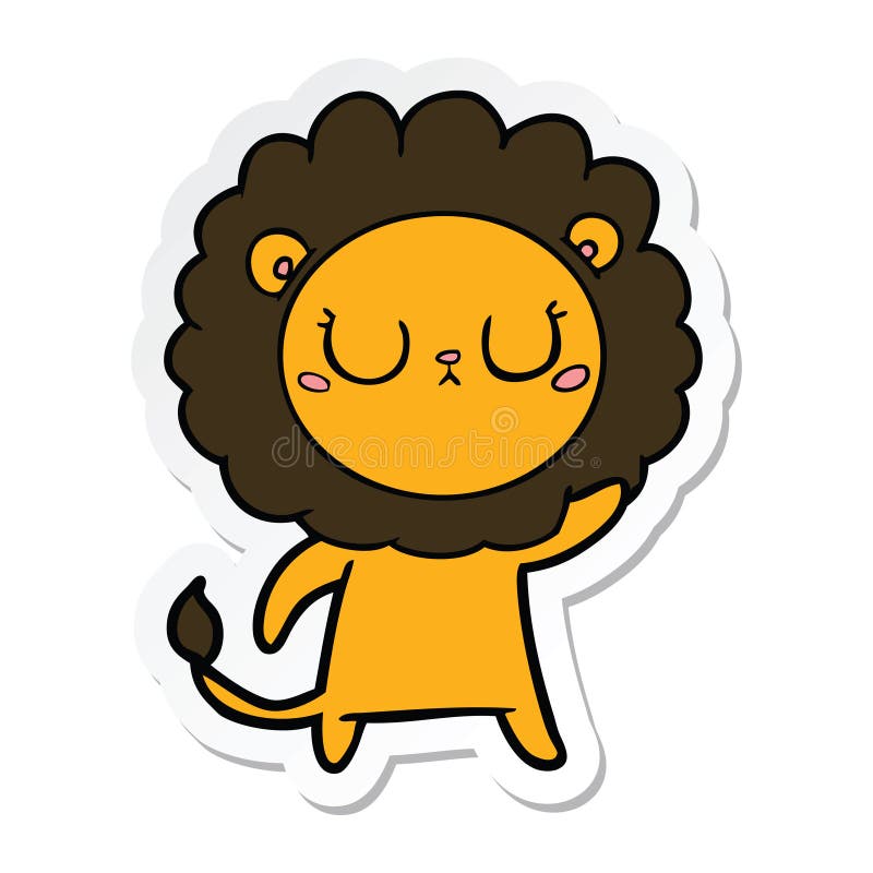 Sticker of a cartoon lion stock vector. Illustration of drawing - 150426185
