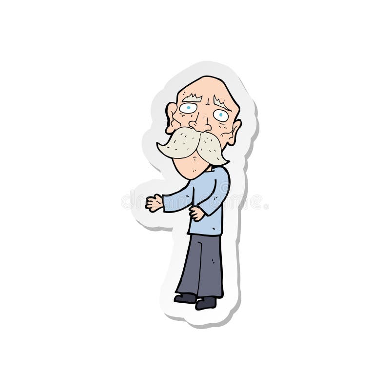 Sticker of a Cartoon Lonely Old Man Stock Vector - Illustration of ...