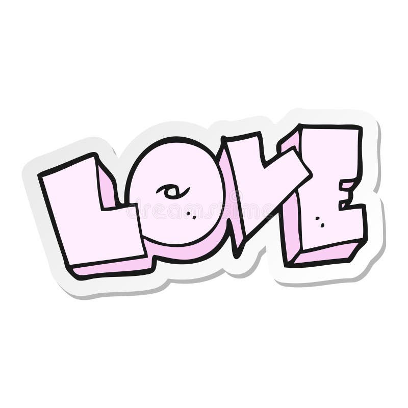 Sticker of a Cartoon Love Sign Stock Vector - Illustration of ...