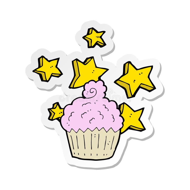 Sticker of a Cartoon Magical Cupcake Stock Vector - Illustration of ...