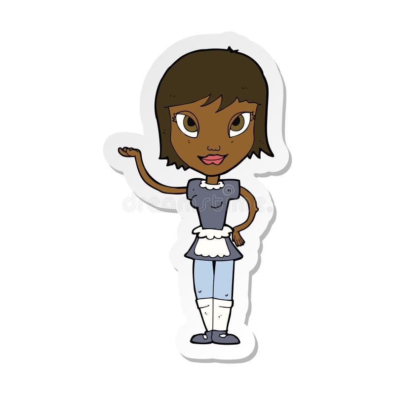 Sticker of a cartoon maid stock vector. Illustration of vector - 150393055