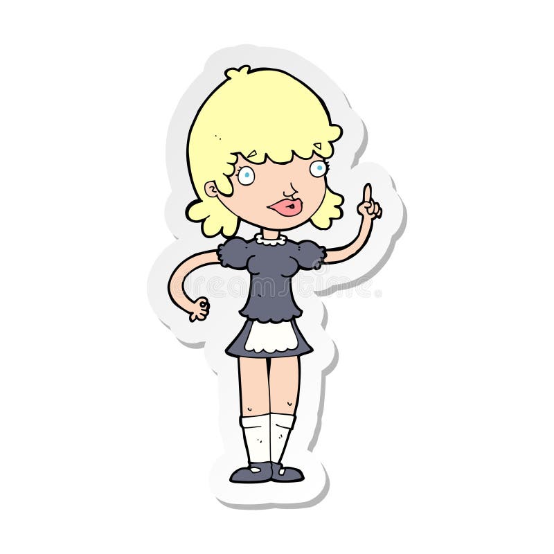 Sticker of a cartoon maid stock vector. Illustration of cheerful ...