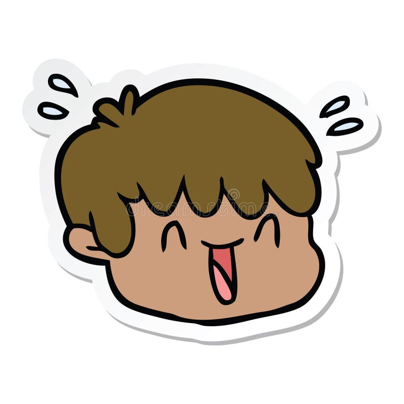 Sticker of a Cartoon Male Face Stock Vector - Illustration of sticker ...