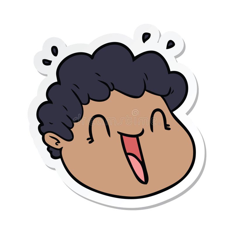 Sticker of a Cartoon Male Face Stock Vector - Illustration of doodle ...