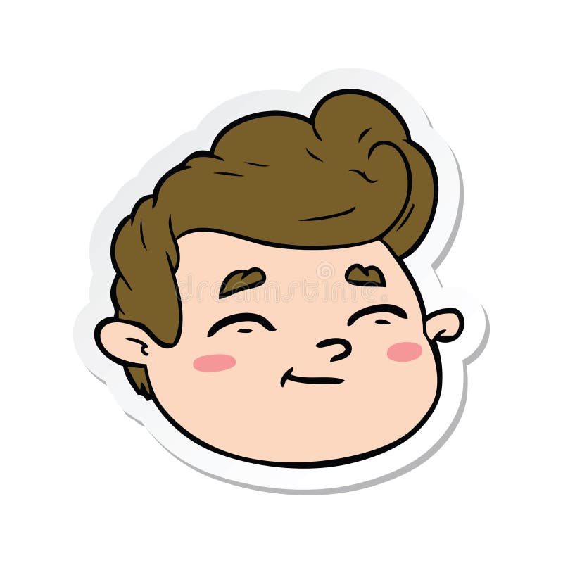 Sticker of a Cartoon Male Face Stock Vector - Illustration of doodle ...