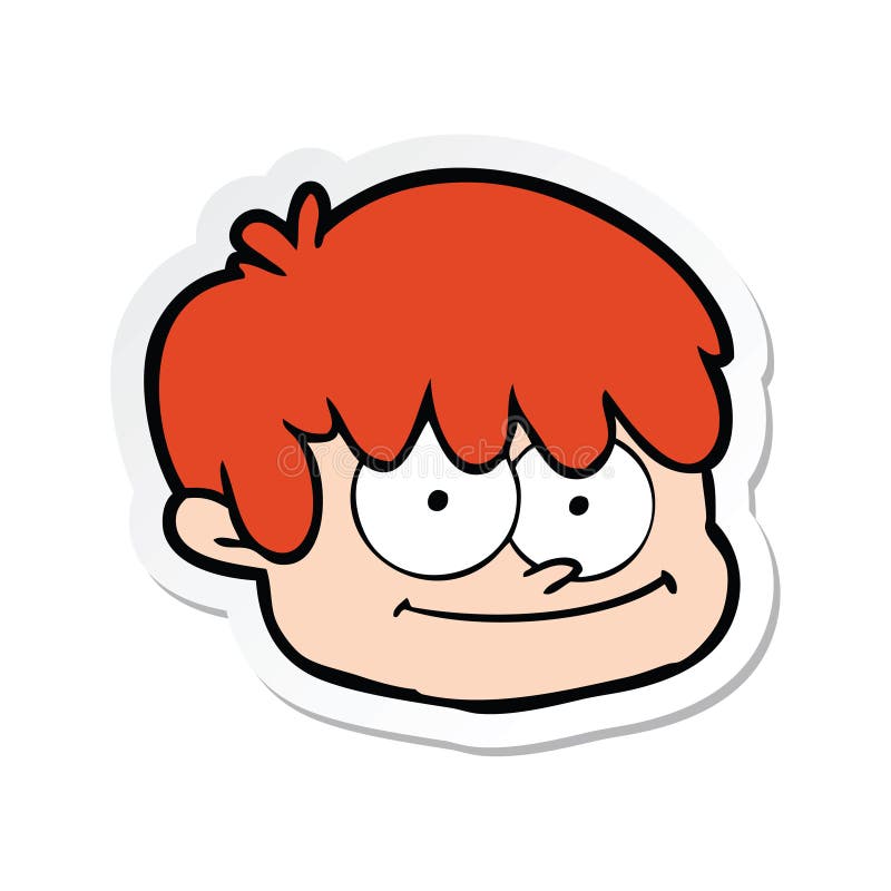 Sticker of a Cartoon Male Face Stock Vector - Illustration of quirky ...