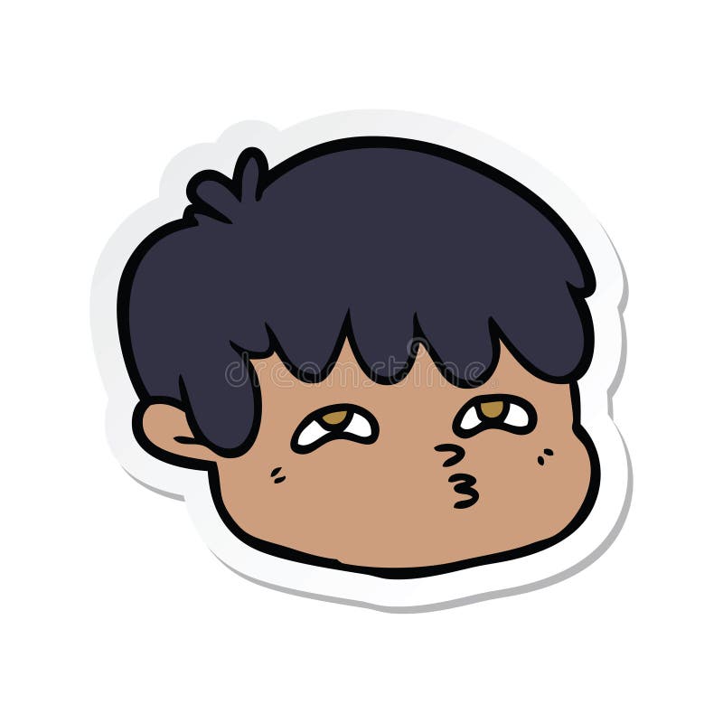 Sticker of a Cartoon Male Face Stock Vector - Illustration of drawing ...