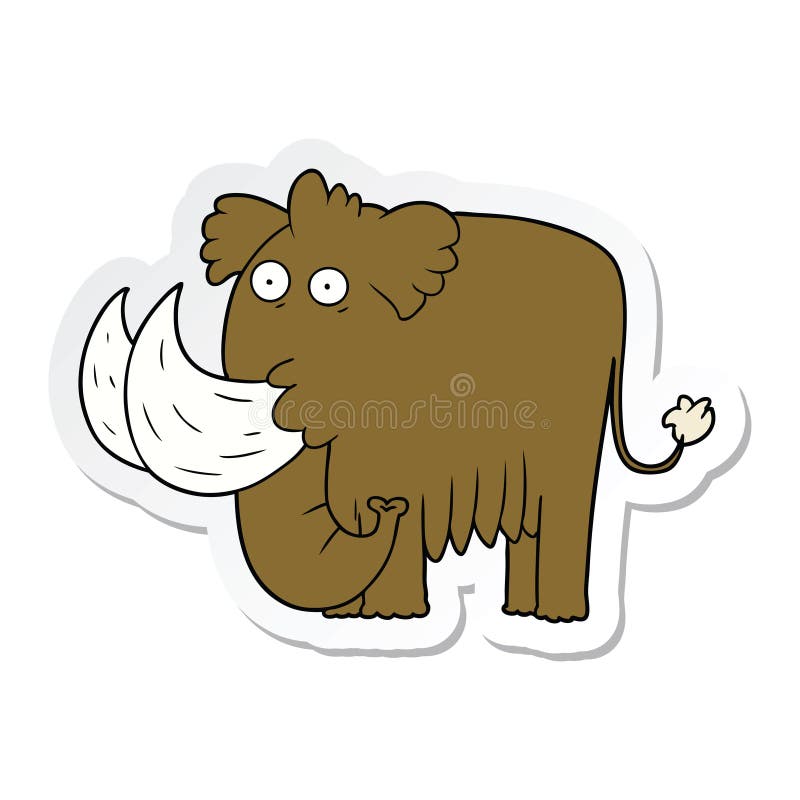 Sticker of a Cartoon Mammoth Stock Vector - Illustration of funny, hand ...