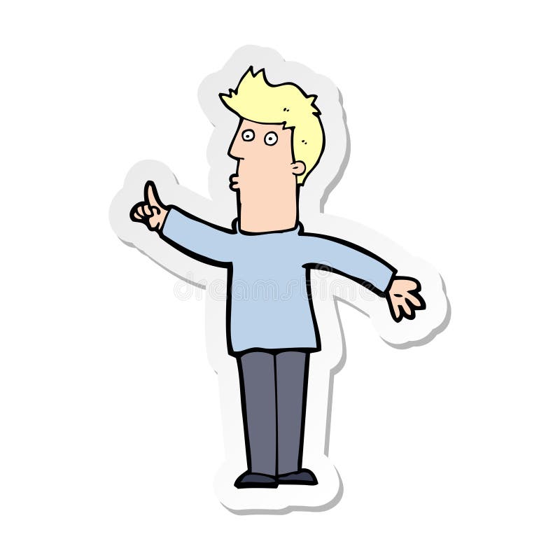 Sticker of a Cartoon Man Advising Caution Stock Vector - Illustration ...