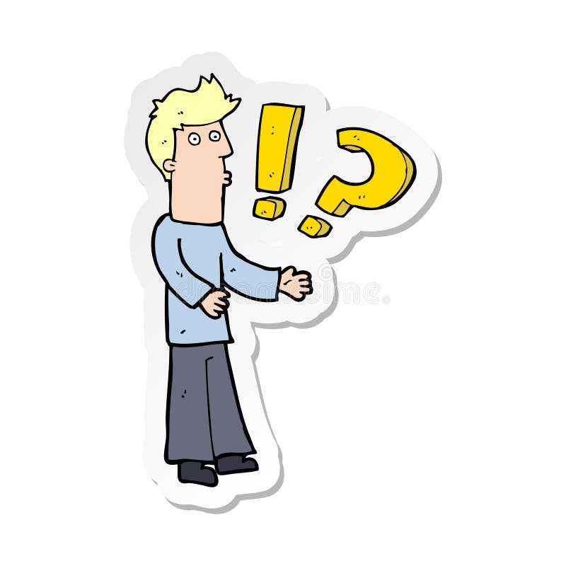 Sticker Man Male Asking Question Cartoon Art Illustration Artwork ...