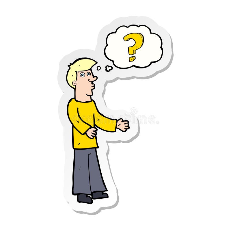 Sticker Man Male Asking Question Cartoon Art Illustration Artwork ...