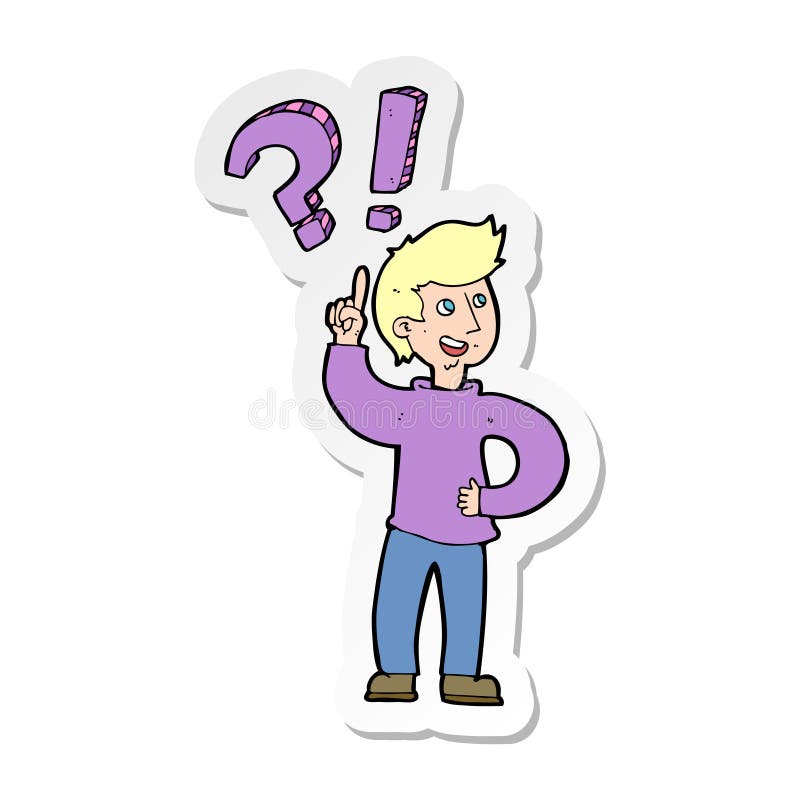 Sticker of a Cartoon Man Asking Question Stock Vector - Illustration of ...
