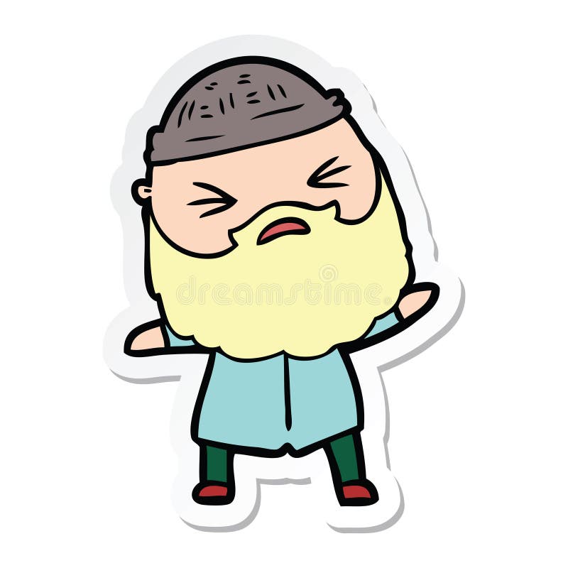 Sticker of a Cartoon Man with Beard Stock Vector - Illustration of ...