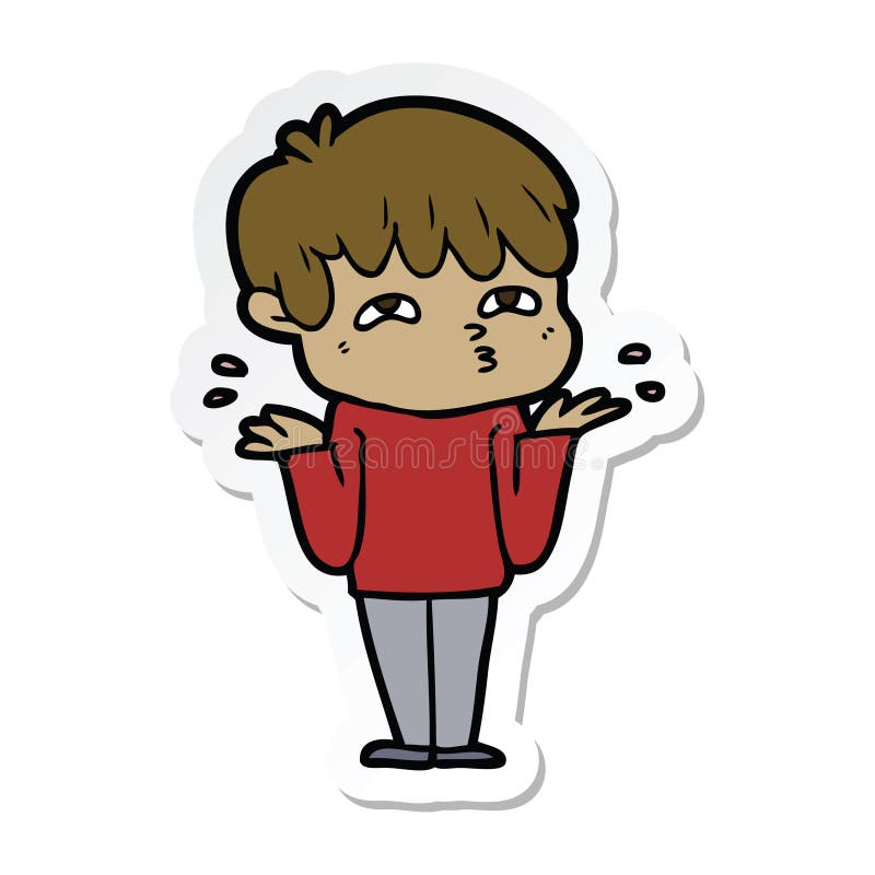 Sticker of a Cartoon Man Confused Stock Vector - Illustration of ...