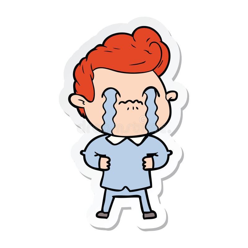 Sticker of a Cartoon Man Crying Stock Vector - Illustration of crying ...