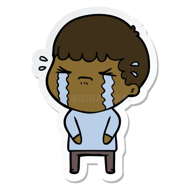 Sticker of a Cartoon Man Crying Stock Vector - Illustration of drawing ...