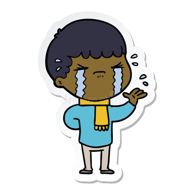 Sticker of a Cartoon Man Crying Stock Vector - Illustration of ...