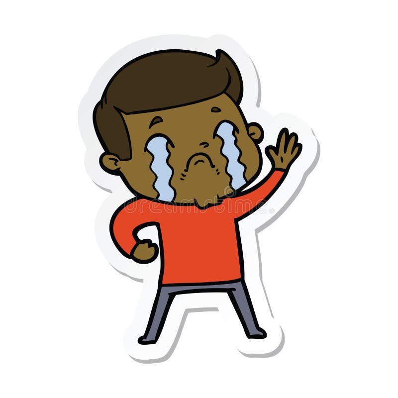 Sticker of a Cartoon Man Crying Stock Vector - Illustration of retro ...