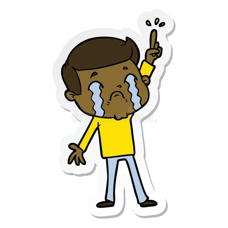 Sticker of a Cartoon Man Crying Stock Vector - Illustration of ...