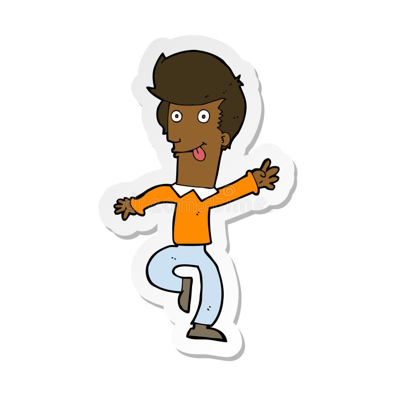 Sticker of a Cartoon Man Dancing Stock Vector - Illustration of doodle ...