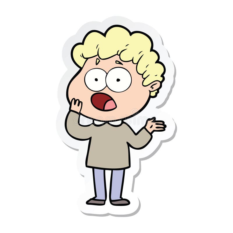 Sticker of a Cartoon Man Gasping in Surprise Stock Vector ...