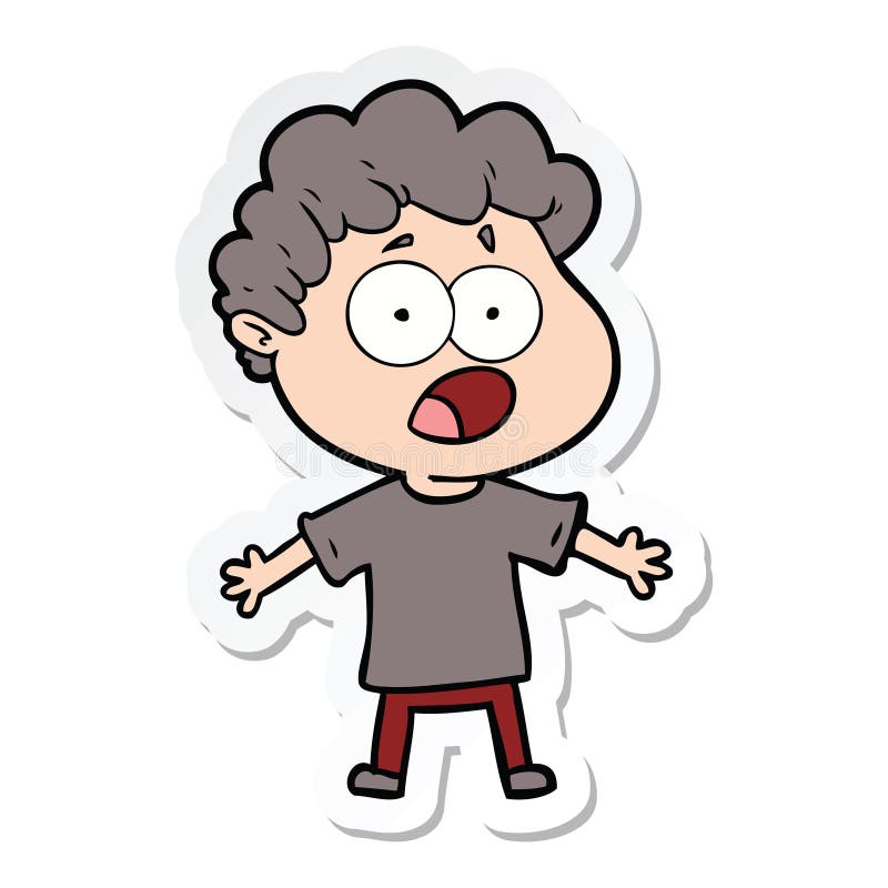 Sticker of a Cartoon Man Gasping in Surprise Stock Vector ...