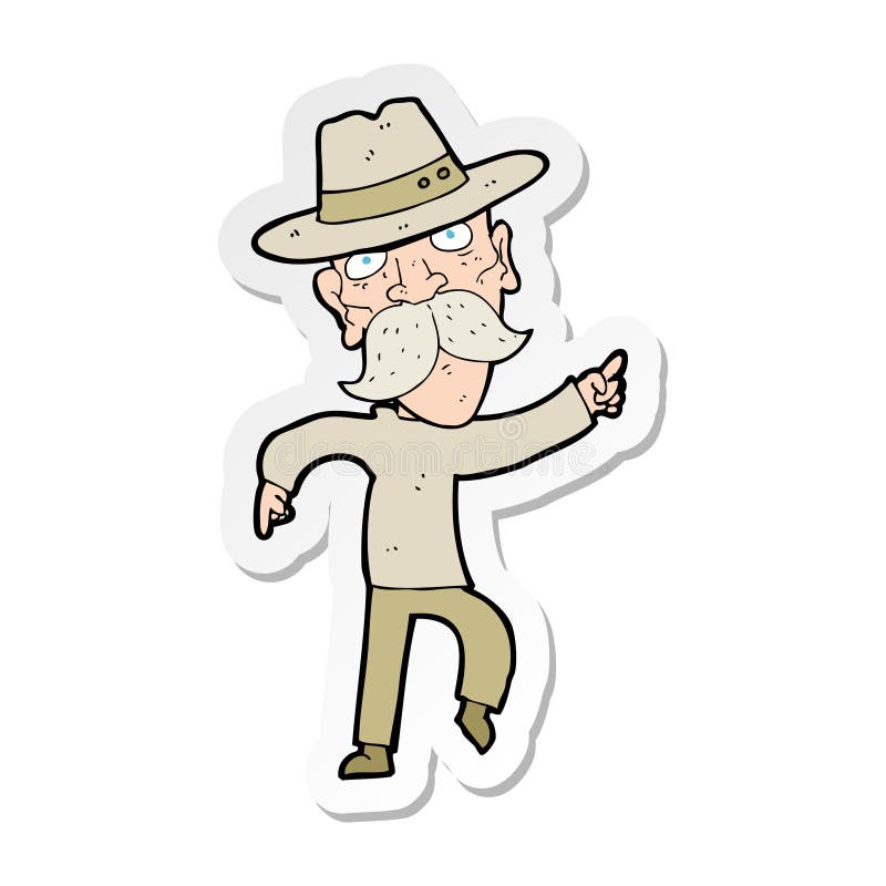 Sticker of a Cartoon Man in Hat Stock Vector - Illustration of male ...