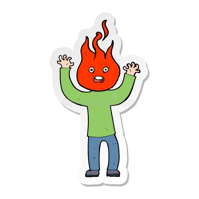 Sticker of a Cartoon Man with Head on Fire Stock Vector - Illustration ...