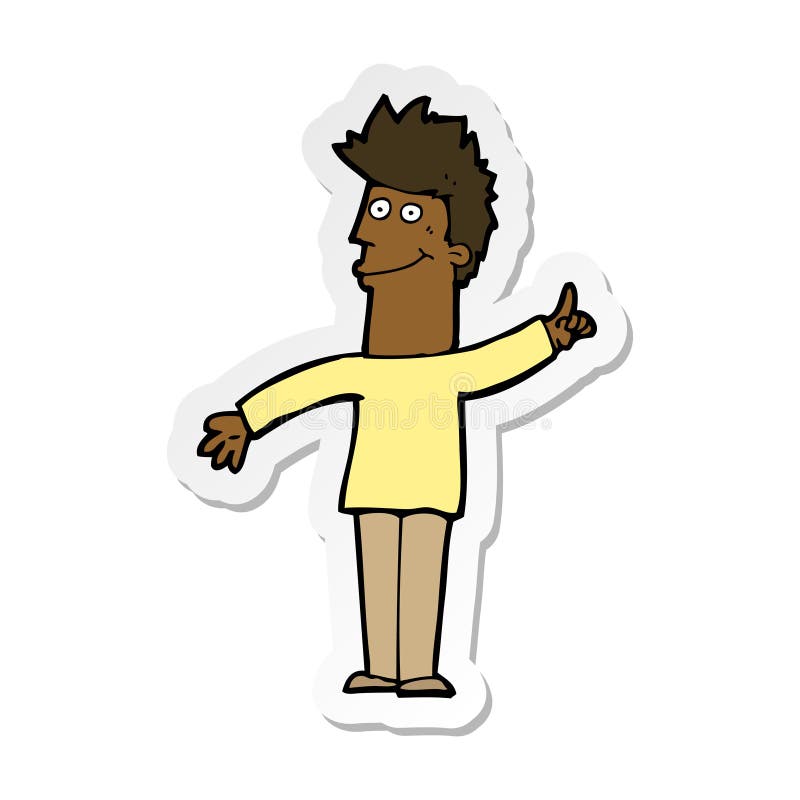 Sticker of a Cartoon Man with Idea Stock Vector - Illustration of ...