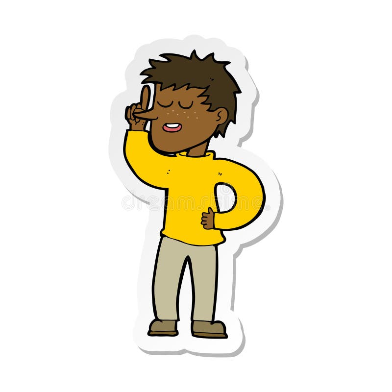 Sticker of a Cartoon Man with Idea Stock Vector - Illustration of ...