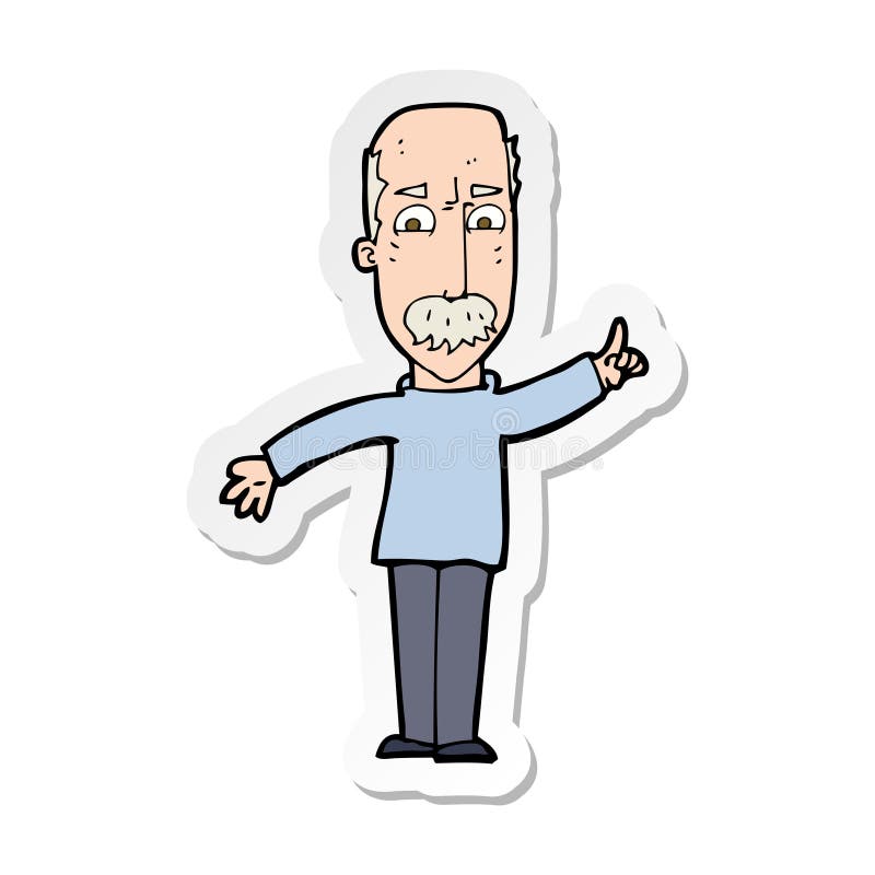 Sticker of a Cartoon Man Issuing Stern Warning Stock Vector ...