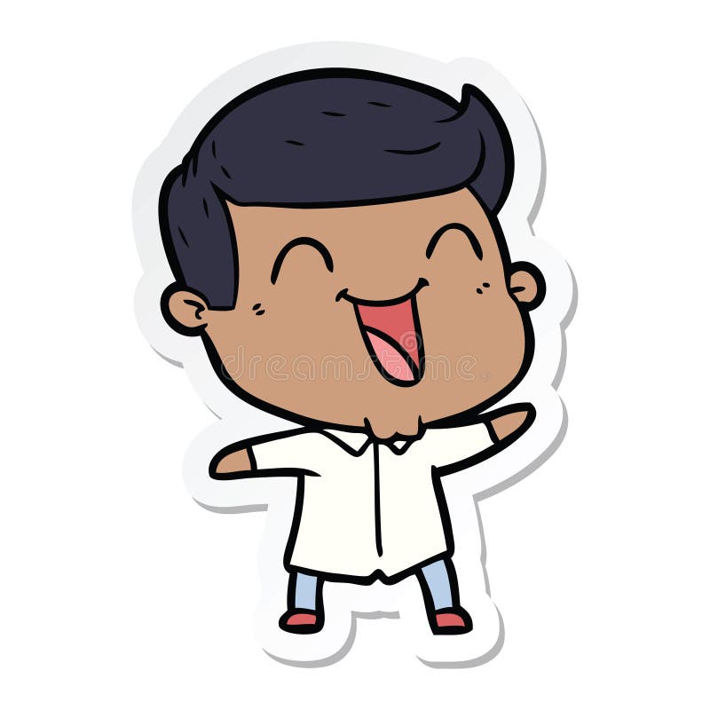 Sticker of a Cartoon Man Laughing Stock Vector - Illustration of ...