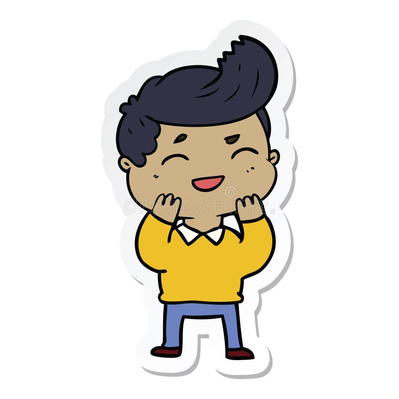 Sticker of a Cartoon Man Laughing Stock Vector - Illustration of ...